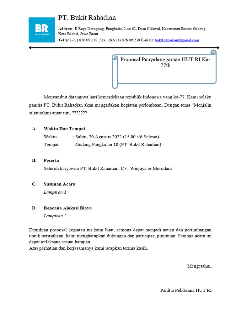 Proposal Hut Ri | PDF
