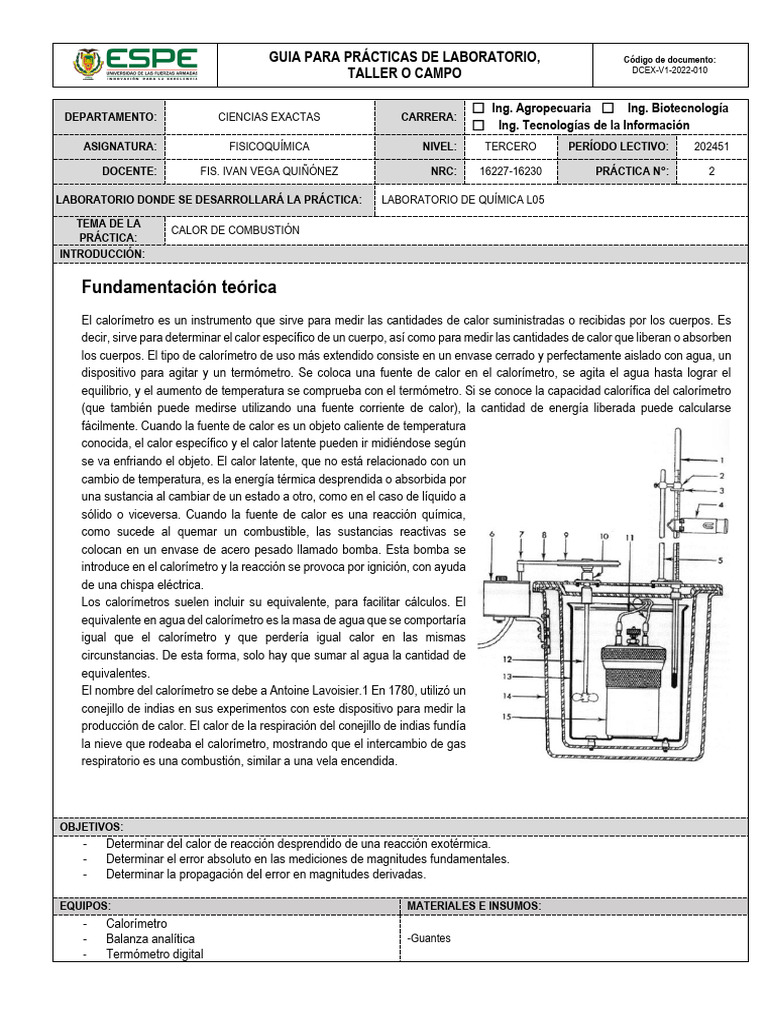 Calor de Combustión en Fisicoquímica | PDF | Calor | Termodinámica