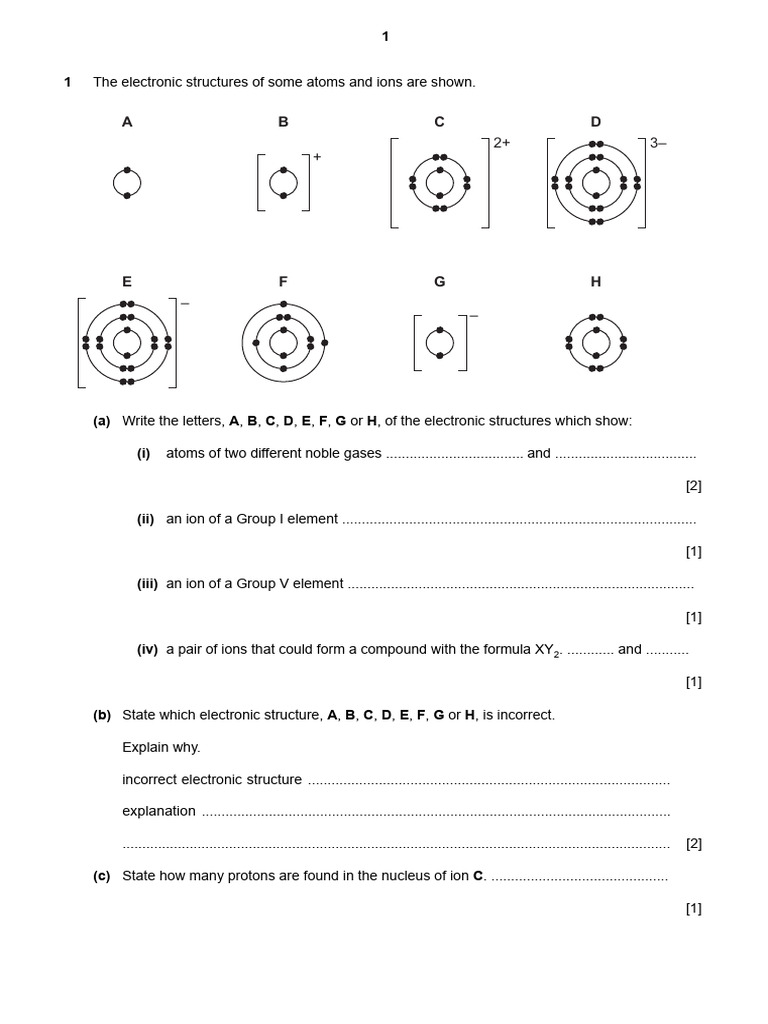 Cambridge Igcse Chemistry Worksheet Atomic Structure And Bonding