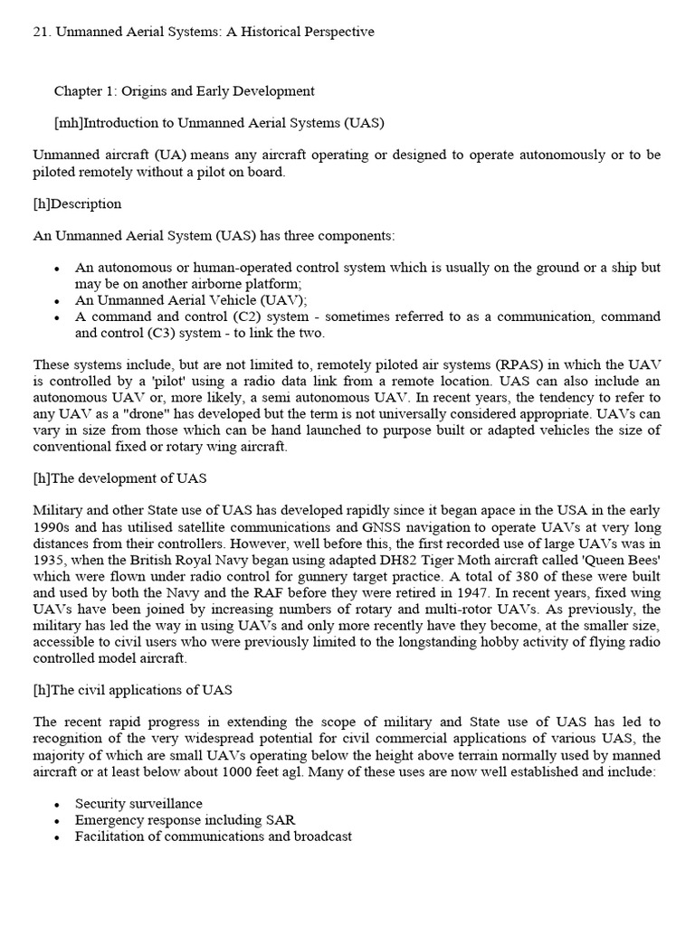 UAS: History and Civil Applications | PDF | Unmanned Aerial Vehicle | Aircraft