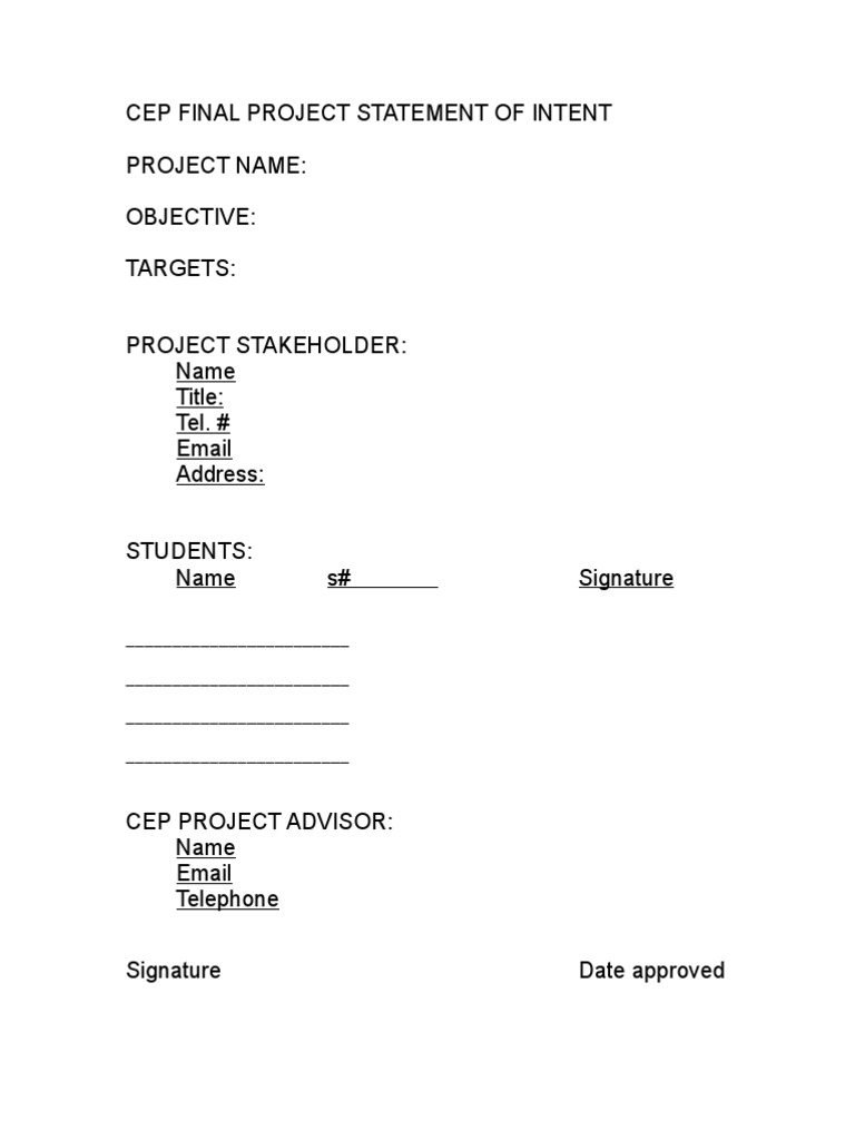 Statement of Intent | PDF