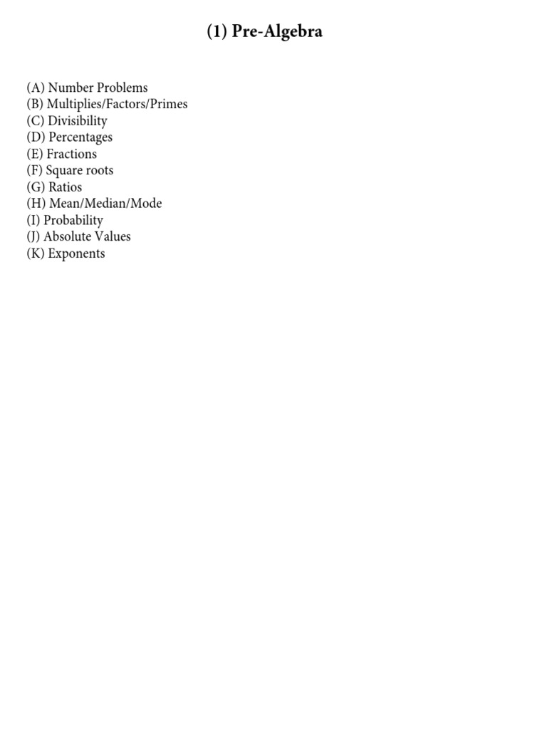 1 - Pre-Algebra | PDF | Entrée | Barrel (Unit)