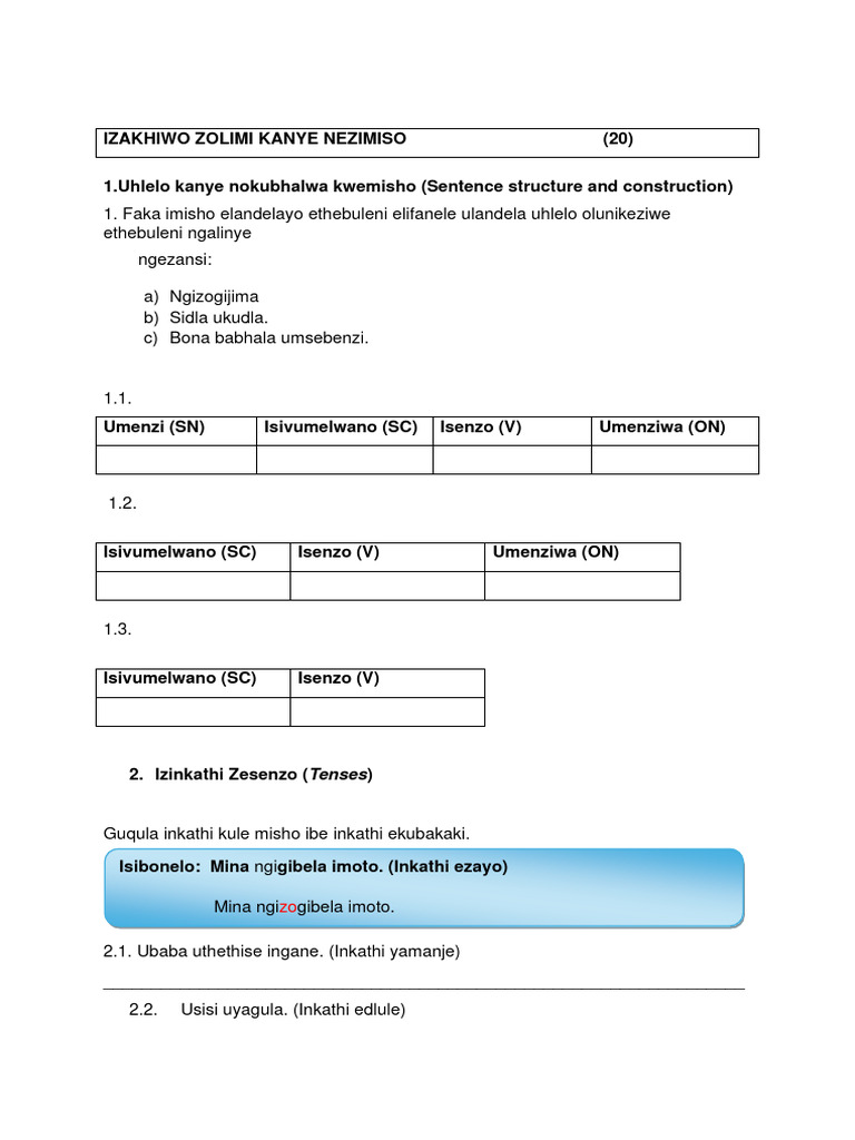 Grade 4 Zulu Language Revision Guide | PDF | Morphology | Language ...