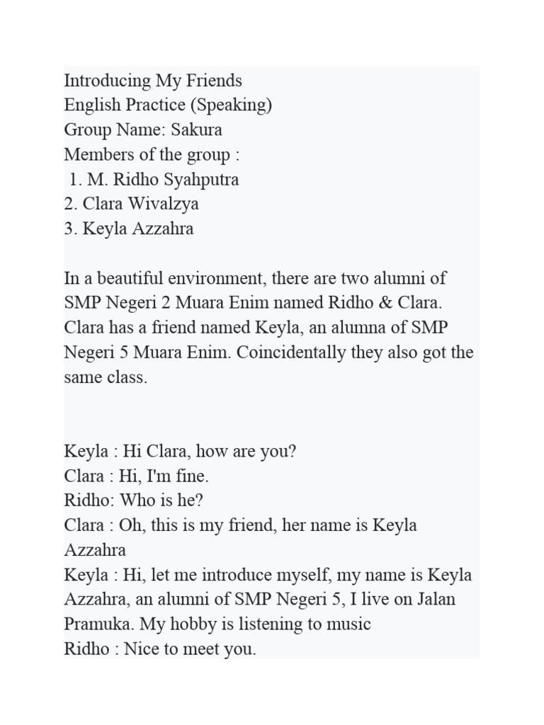 Introducing My Friends Speak English | PDF