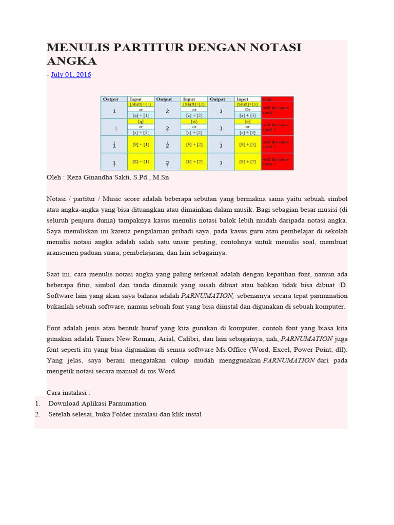 Menulis Partitur Not Angka | PDF