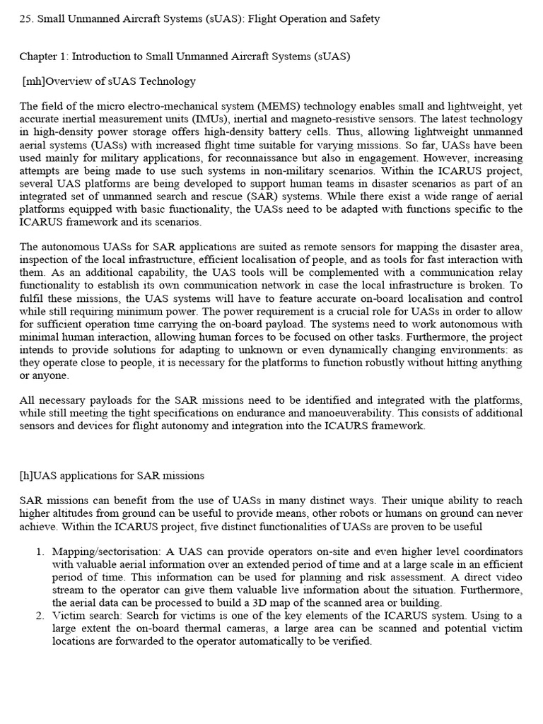 Small Unmanned Aircraft Systems (sUAS) - Flight Operation and Safety ...