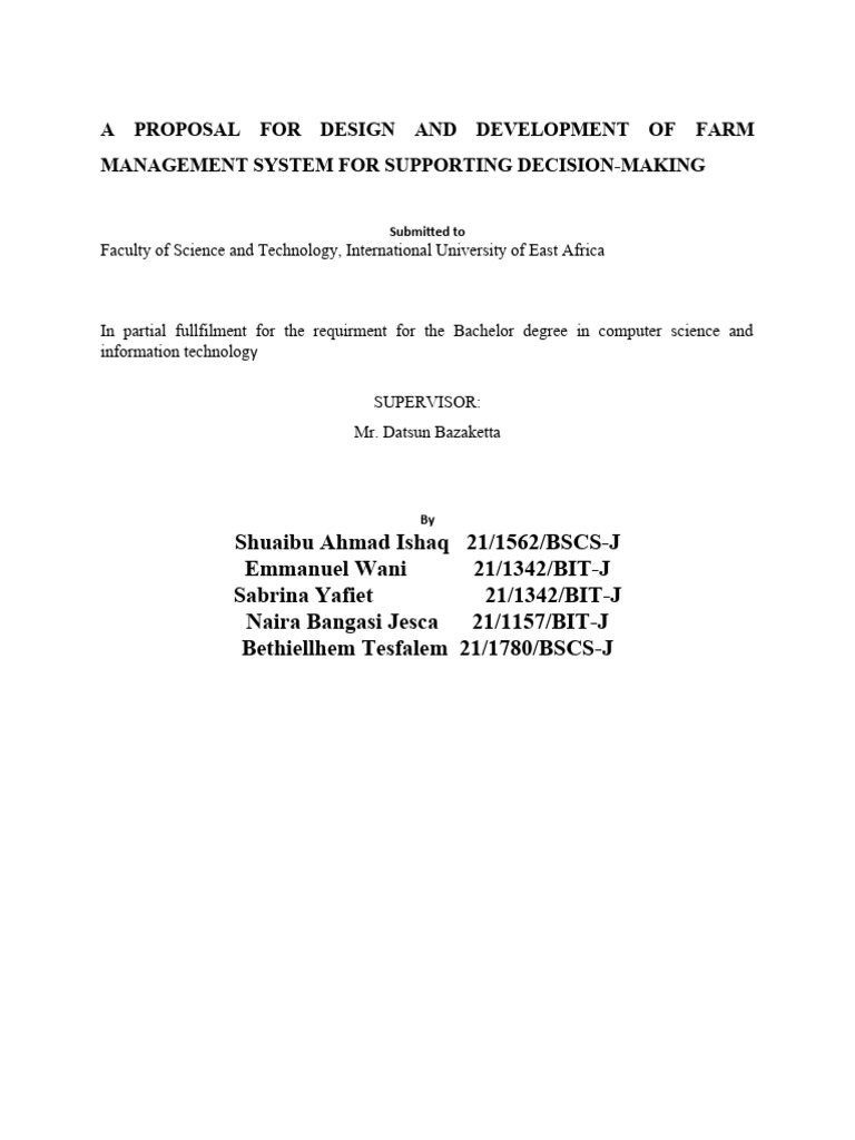 A PROPOSAL FOR DESIGN AND DEVELOPMENT OF FARM MANAGEMENT SYSTEM FOR SUPPORTING DECISION | PDF ...