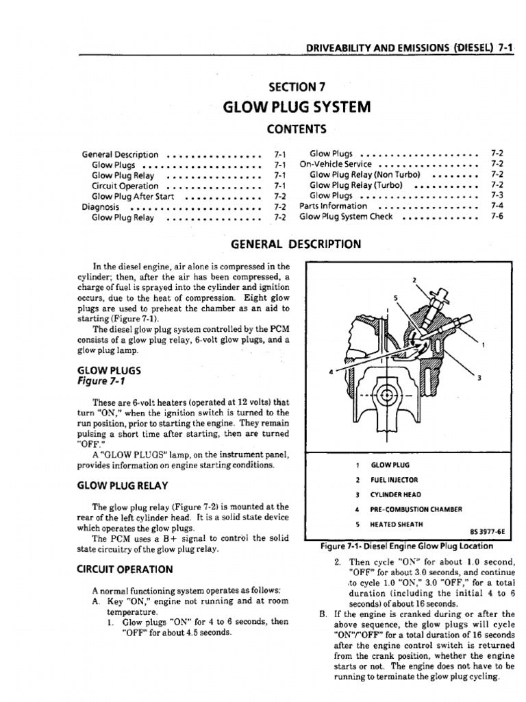 1994 D-E Section 7-Glow Plug System | PDF | Electrical Connector ...