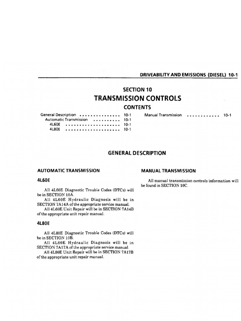 1994 D-E Section 10-Transmission 4L60E 4L80E | Download Free PDF | Electrical Connector | Switch