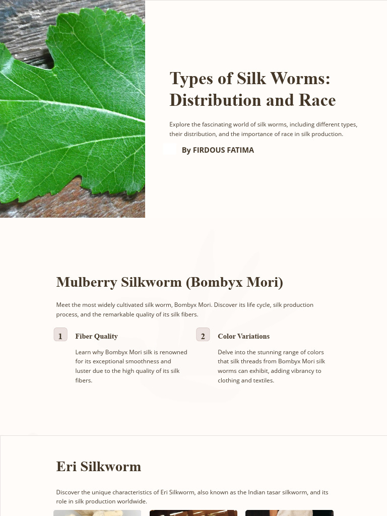 Types and Distribution of Silkworms | PDF | Silk | Textiles