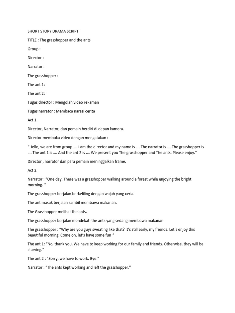 SHORT STORY DRAMA SCRIPT | PDF