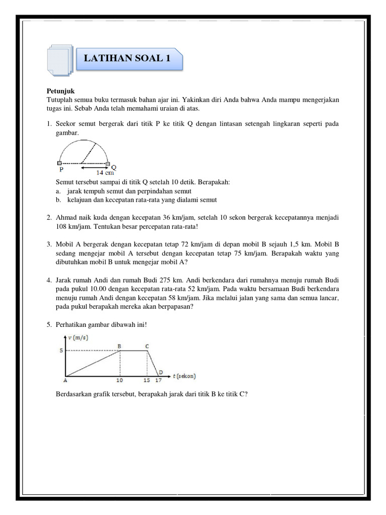 Latihan Soal Gerak Lurus Beraturan (GLB) | PDF