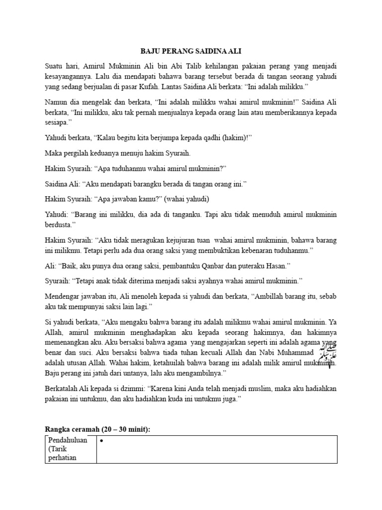 Baju Perang Saidina Ali dan Keadilan | PDF | Agama & Spiritualitas