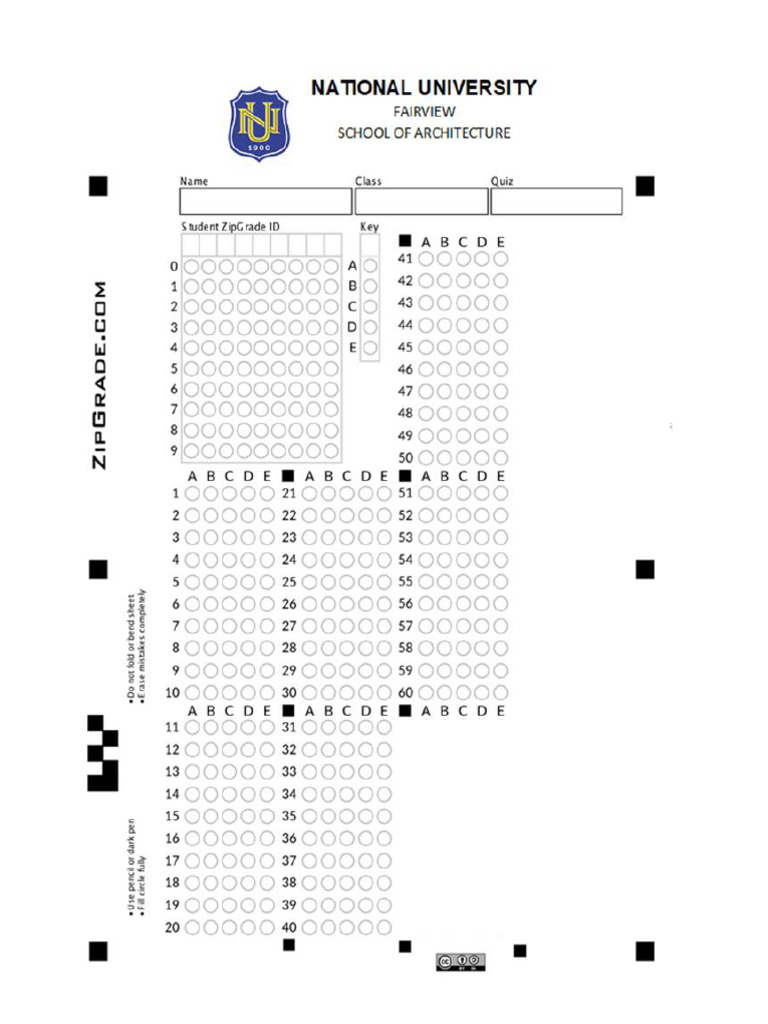60 Zipgrade Answer Sheet | PDF