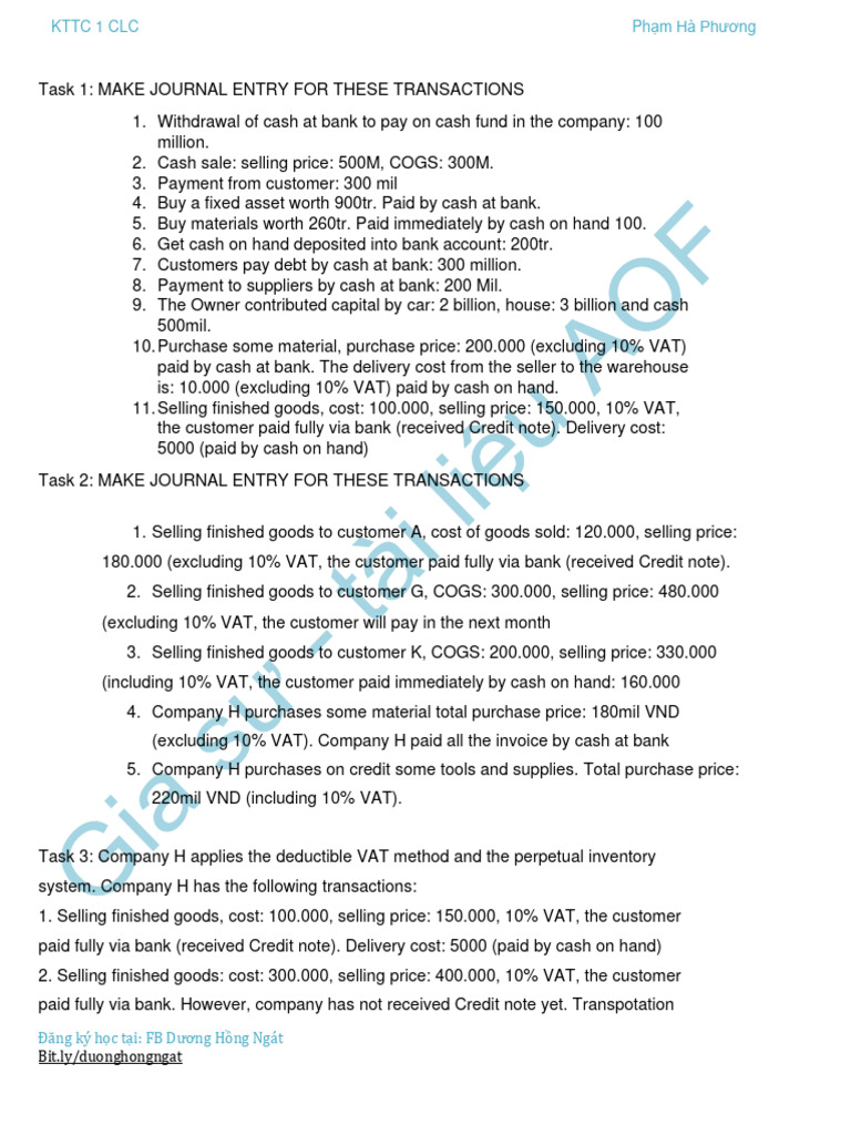 Các dạng bài tập KTTC1 | PDF | Value Added Tax | Depreciation