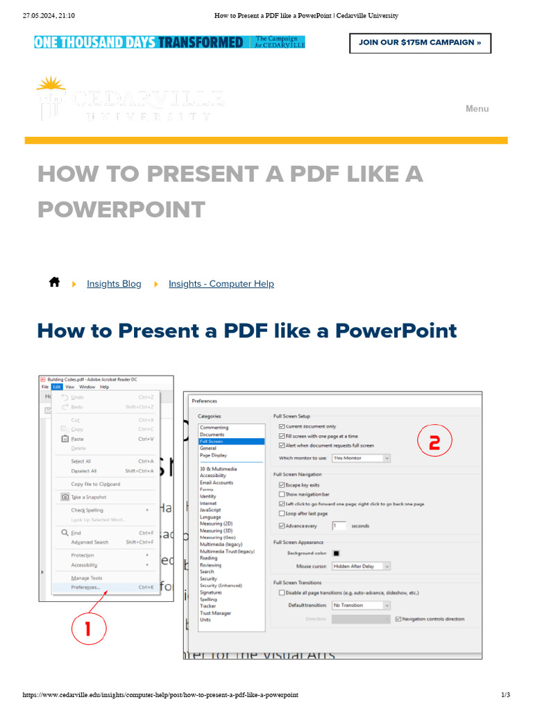 How To Present A PDF Like A PowerPoint - Cedarville University | PDF ...