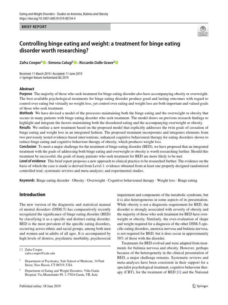 Integrated Treatment for Binge Eating Disorder | PDF | Binge Eating ...