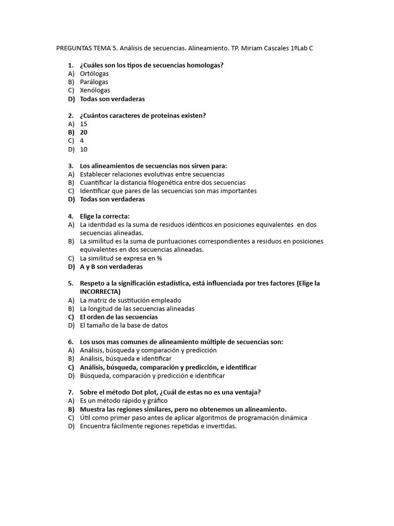 Preguntas TP T5 | PDF | Alineación de secuencia | Ciencias de la Información