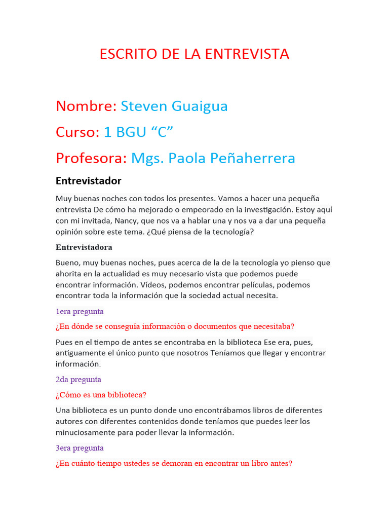 Escrito de La Entrevista | PDF | Ciencias sociales | Filosofía