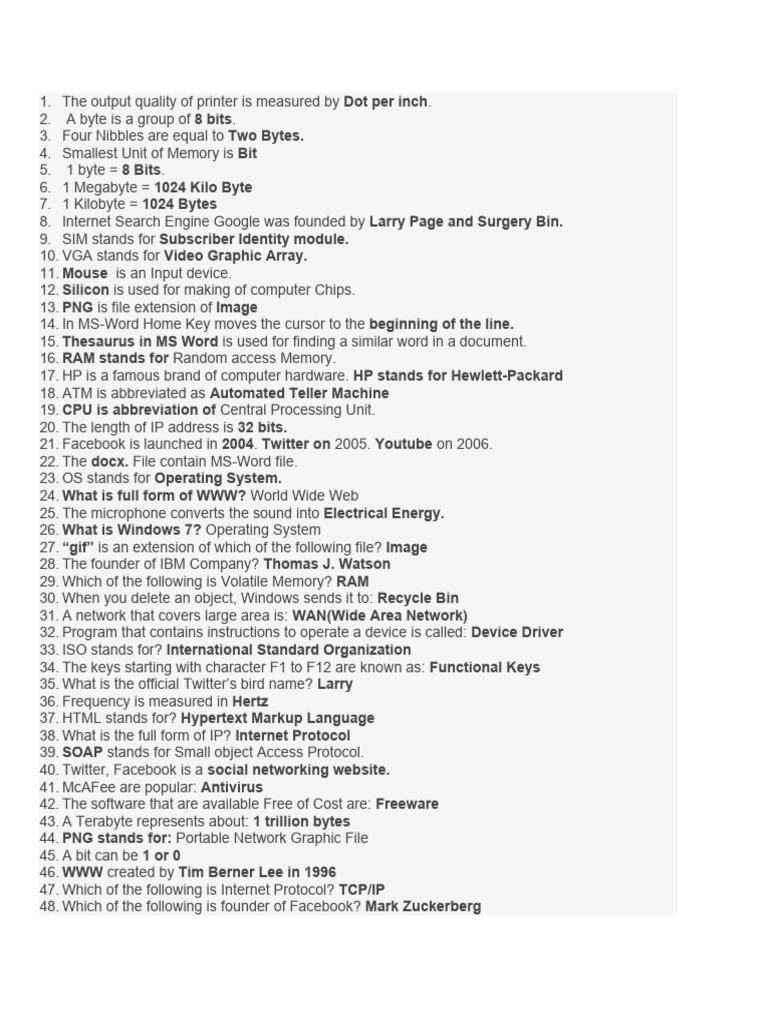 Most Repeated | Download Free PDF | Byte | Operating System