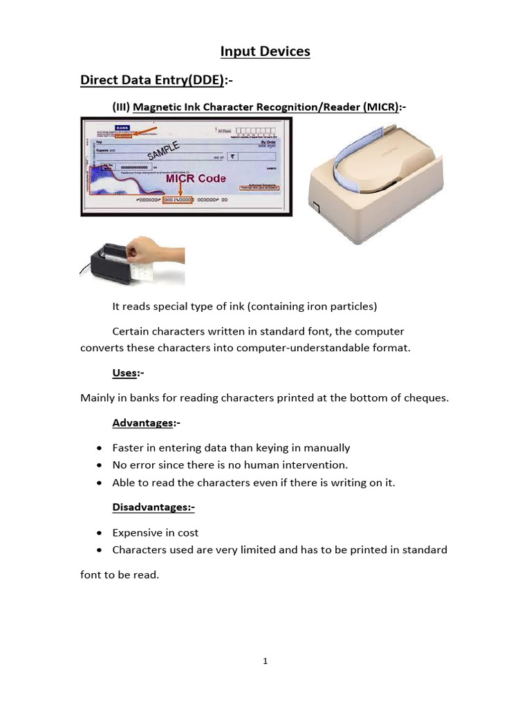 Input Devices and Their Uses3 | PDF | Optical Character Recognition | Barcode