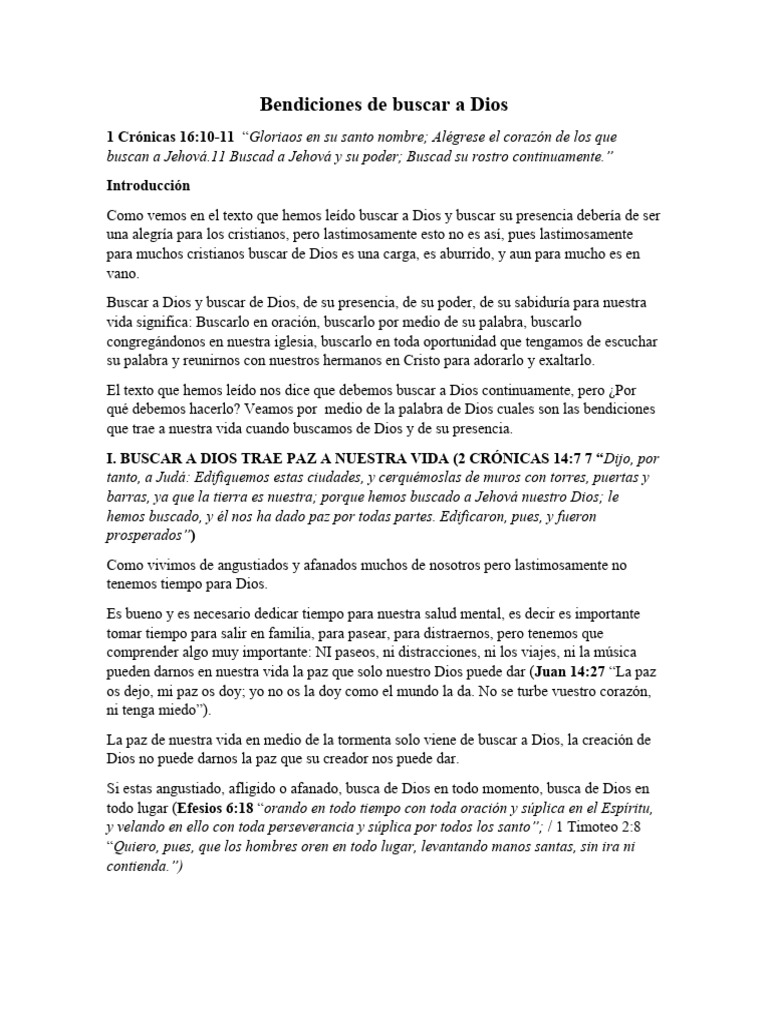 Bendiciones de Buscar A Dios | PDF | Oración | Dios