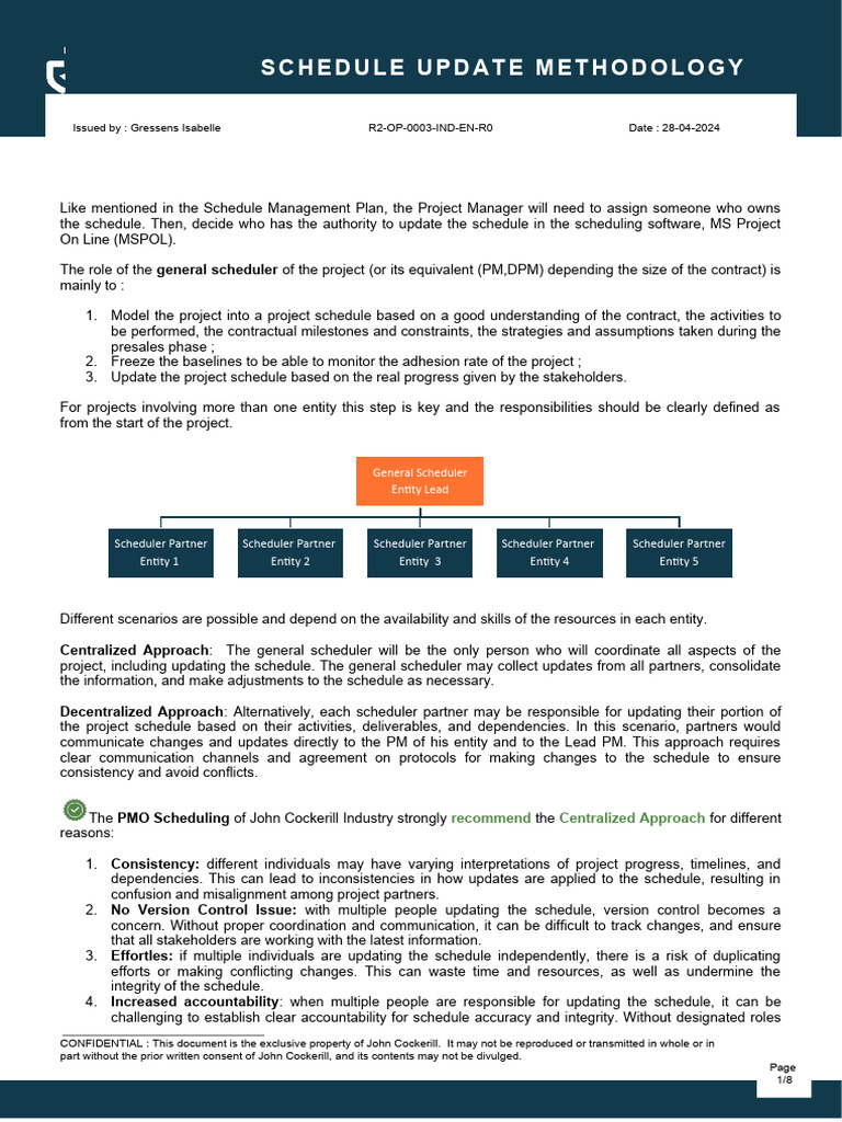Schedule Update Methodology | PDF | Communication | Project Management