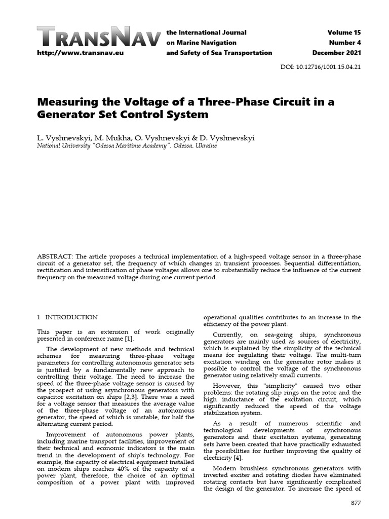 Measuring The Voltage of A Three-Phase Circuit in A Generator Set ...