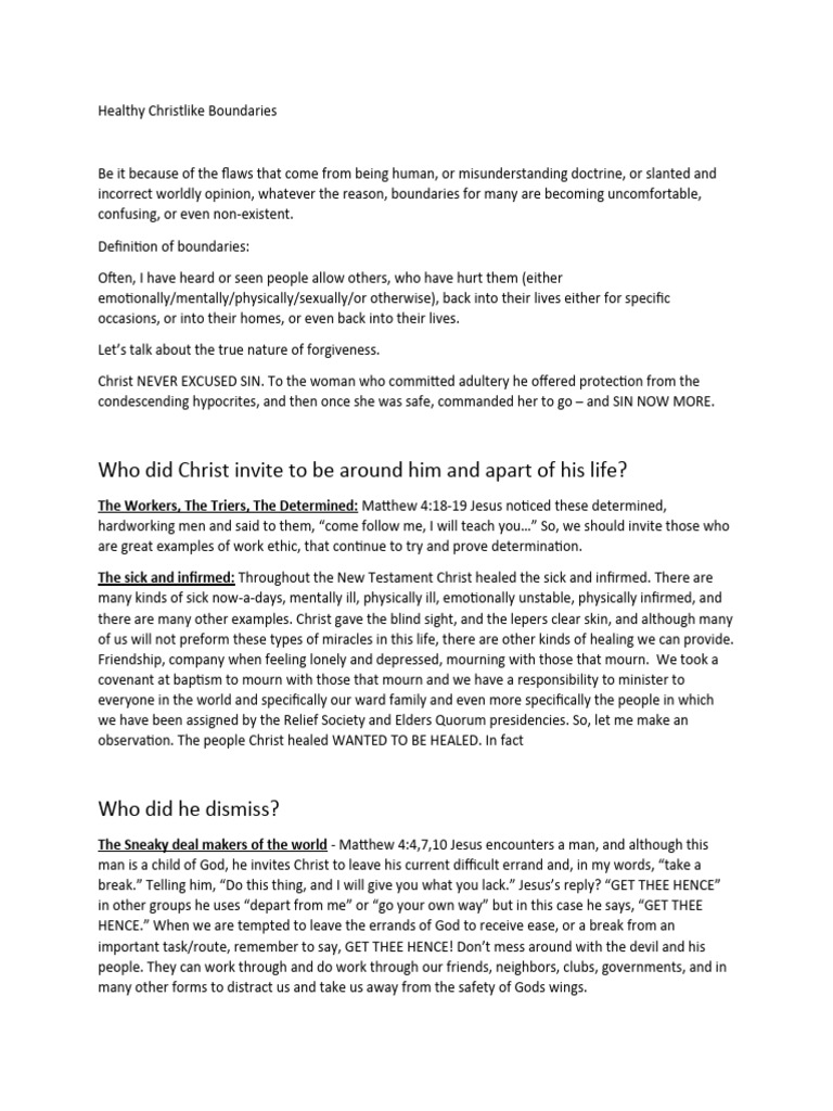 Healthy Christlike Boundaries | PDF | Jesus | Gospel Of Matthew