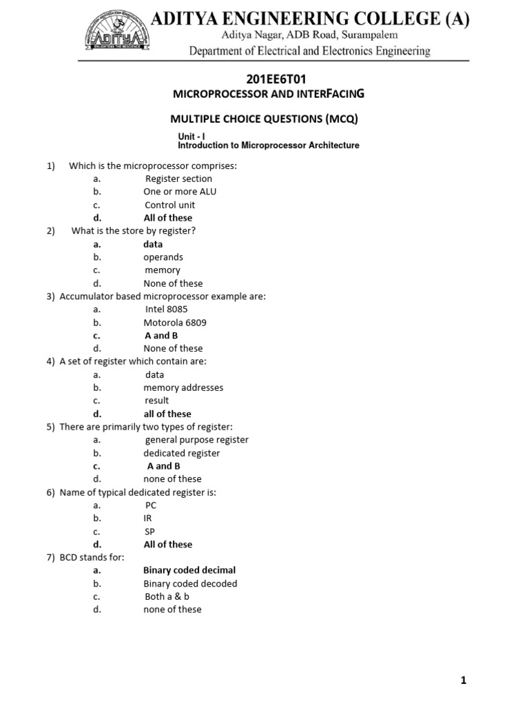 16.unit Wise Quiz Questions | PDF | Random Access Memory | Computer ...