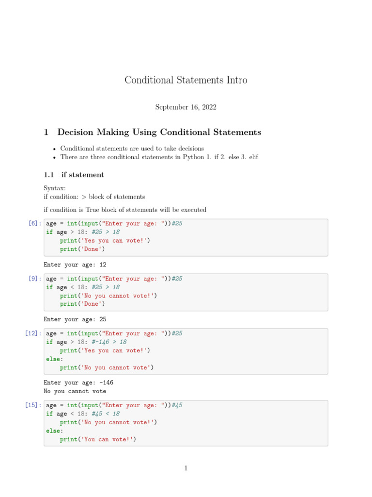 Conditional Statements Intro | PDF | Integer (Computer Science) | Computer Engineering