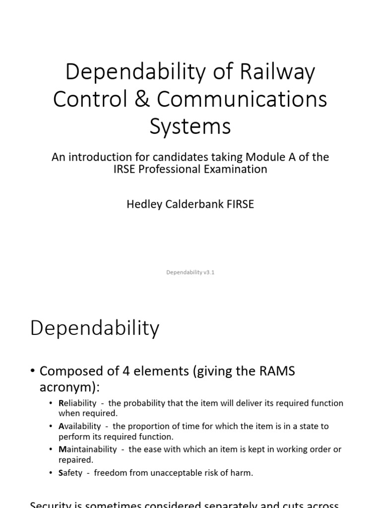 Dependability of Railway Control & Communications Systems v3.1 | PDF ...