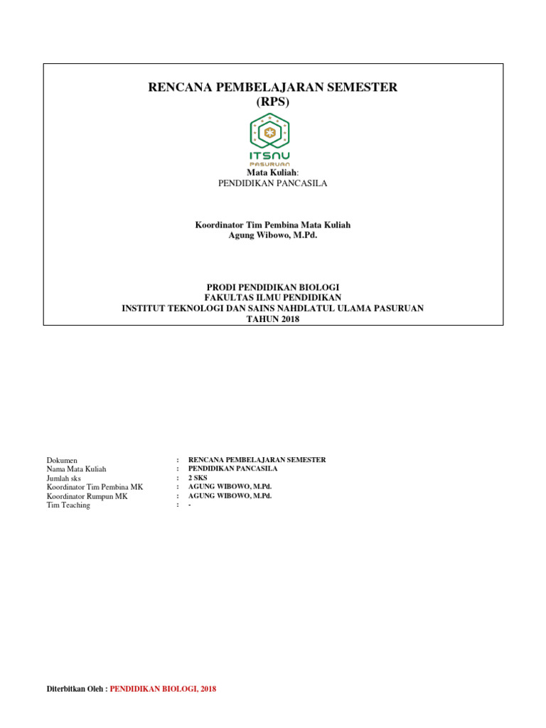 RPS Pancasila New | PDF