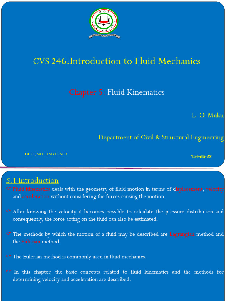 CVS 246chap 5 Fluid Kinematics - 230724 - 184334 | PDF | Fluid Dynamics ...