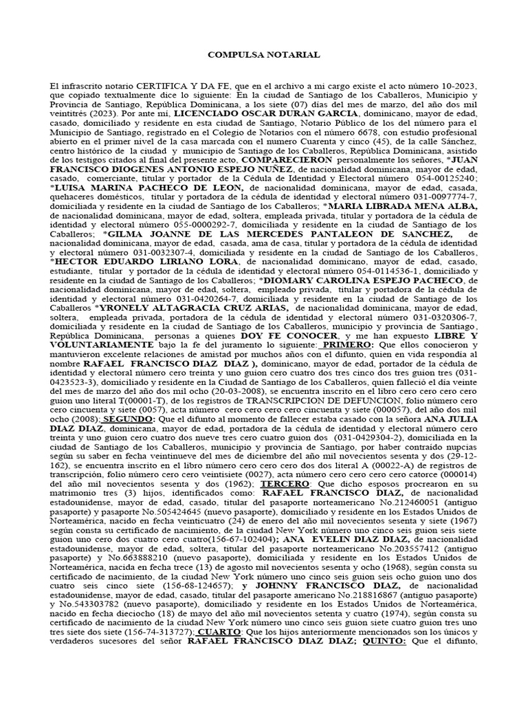 Segunda Compulsa Notarial | PDF | Documento de identidad | República ...