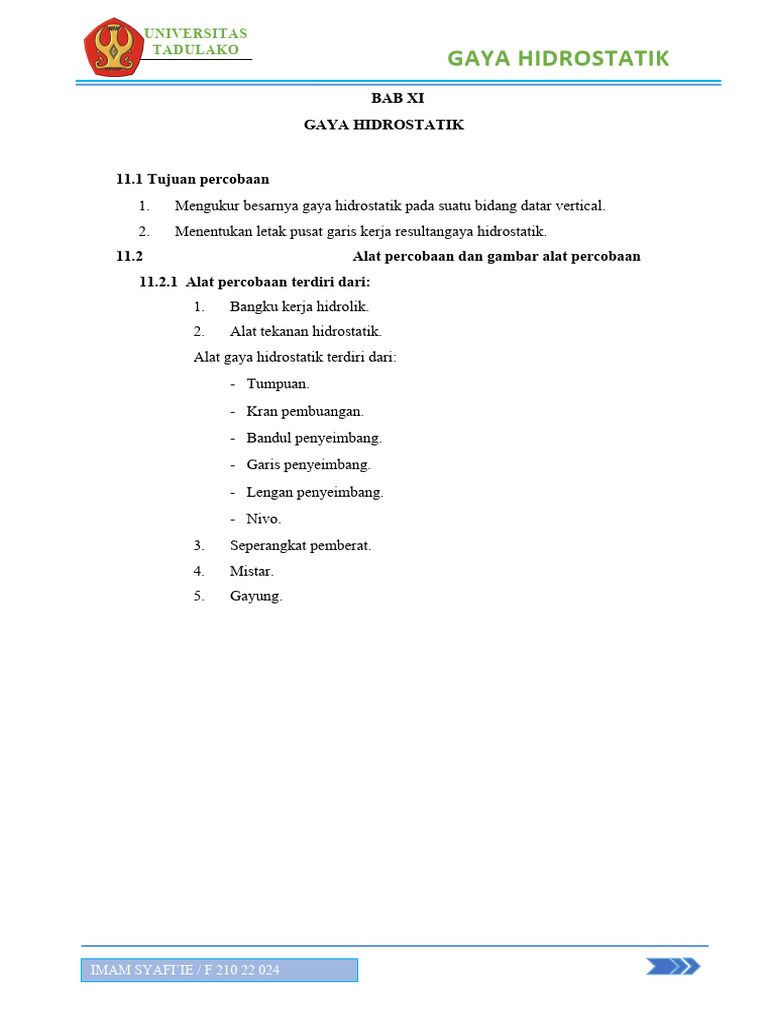 Teori Gaya Hidrostatik | PDF