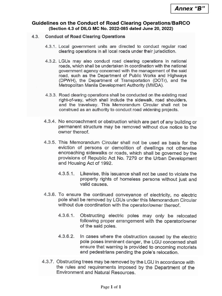 Road Clearing Guidelines (BaRCO) | PDF | Finance & Money Management ...