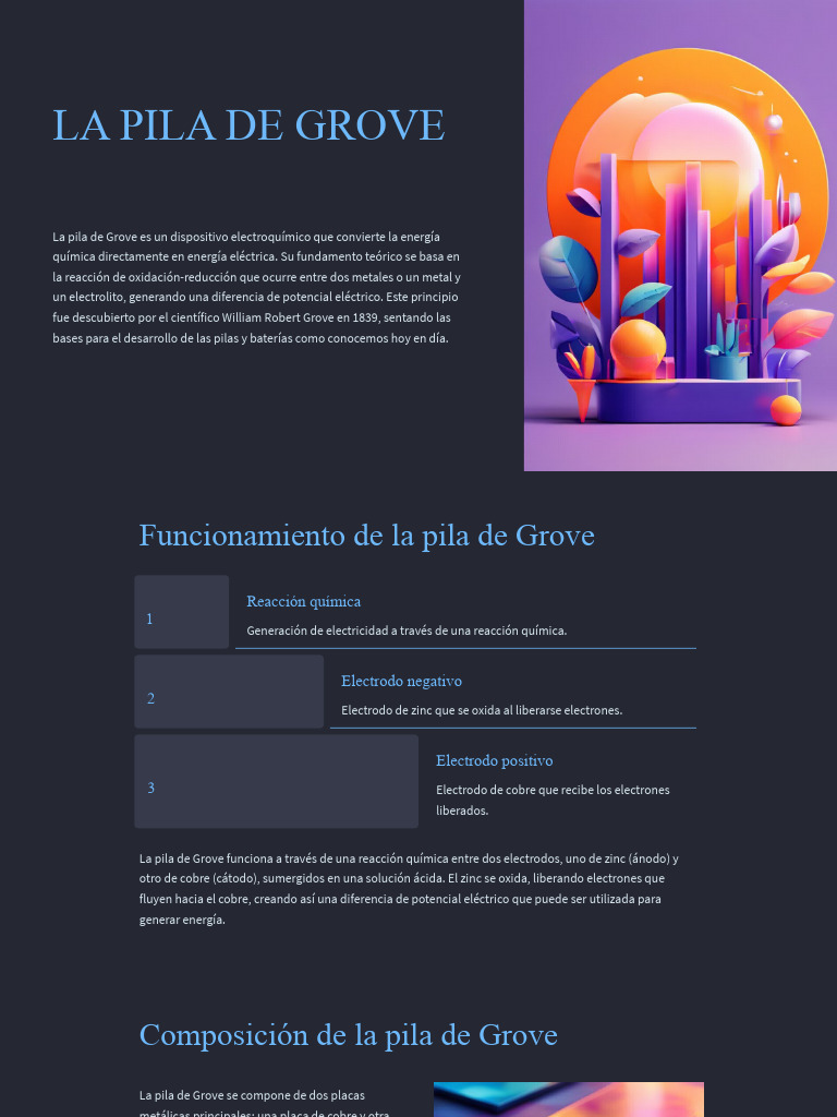 La Pila de Grove Proyecto | PDF | Electrodo | Ingenieria Eléctrica