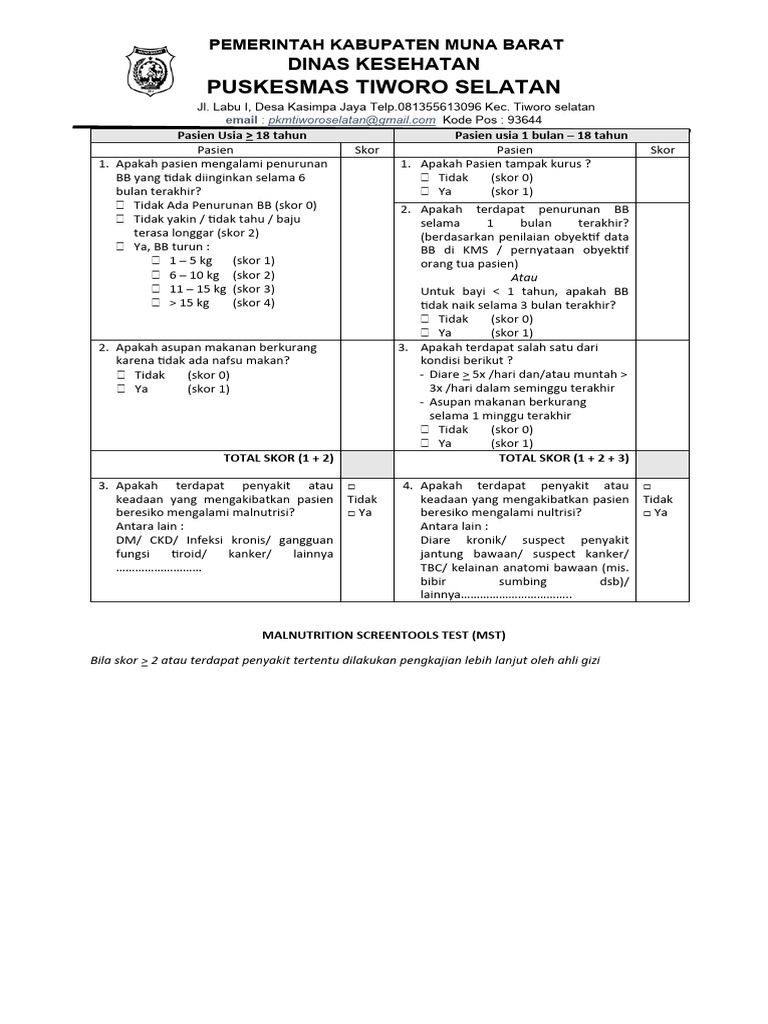 Skrining MST (Gizi) | PDF