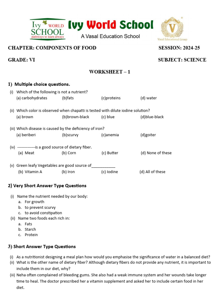 G6 Ch2 Revision Worksheet 1 | PDF