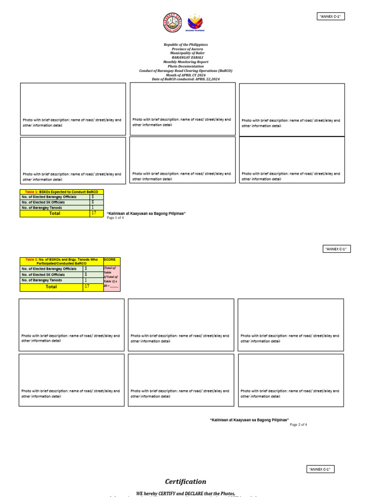 Annex C Road Clearing Photo New Form April 2024 | PDF