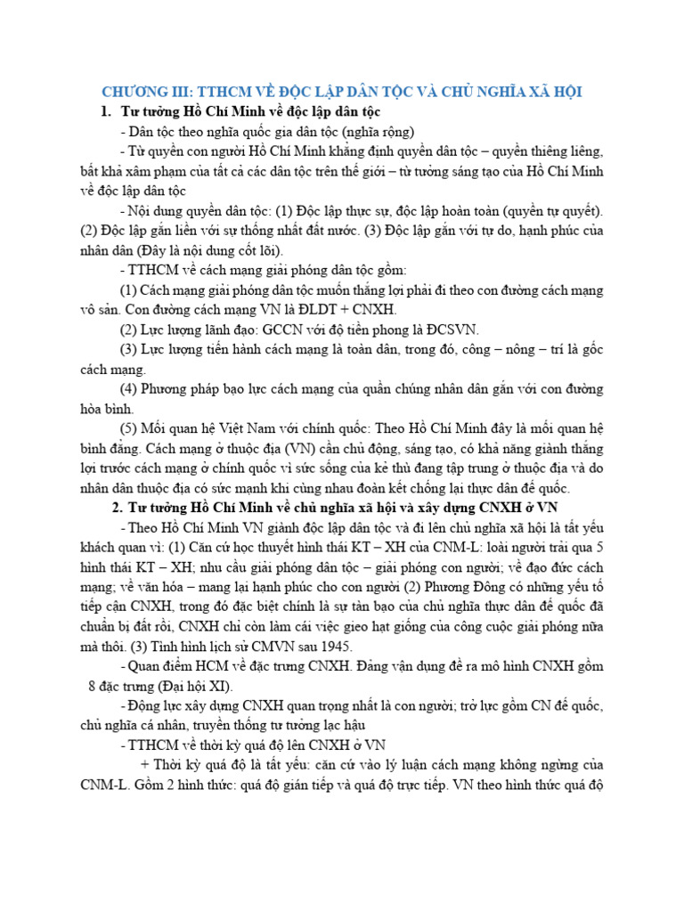 TTHCM - Tom Tat Chương Iii | PDF