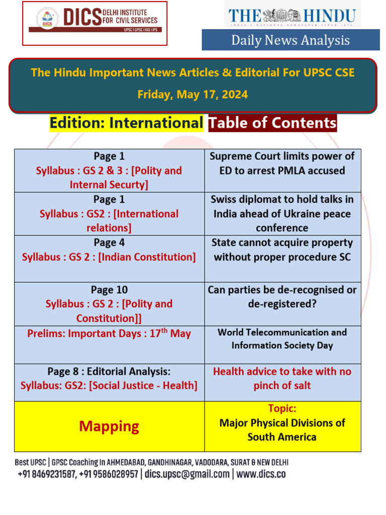 DICS English May 17 The Hindu Imp News Articles and Editorial | PDF ...