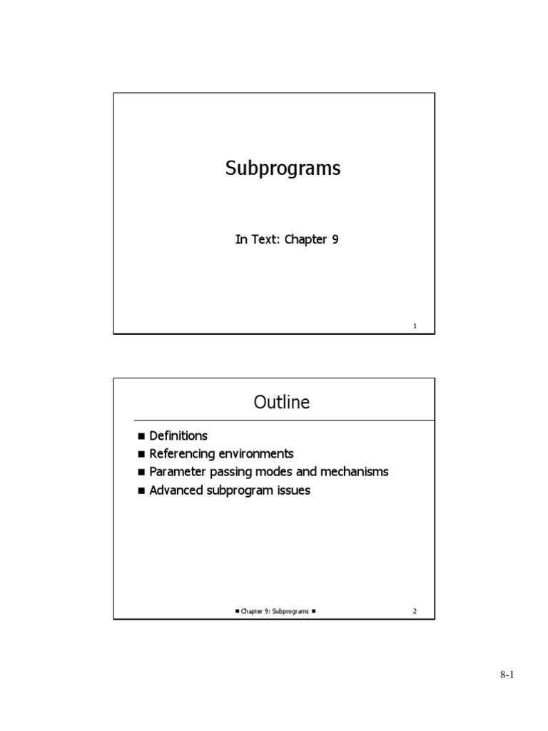 CH 9 Subprogram | PDF | Subroutine | Array Data Type