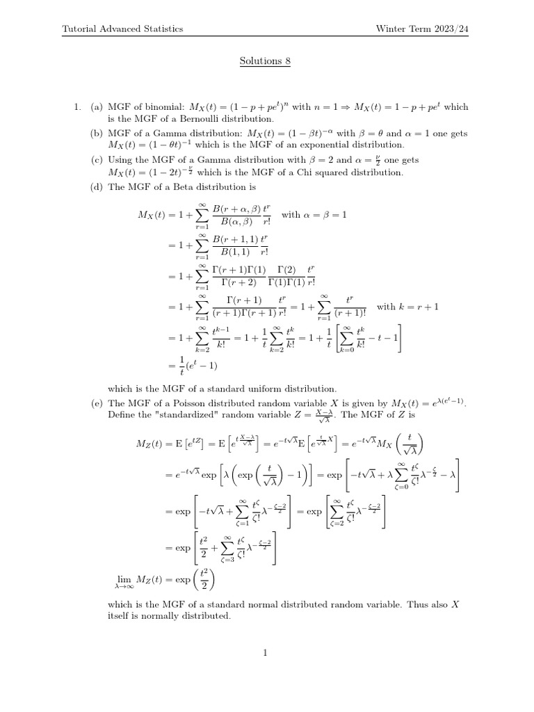 Solutions 8 | PDF | Probability | Quantitative Research