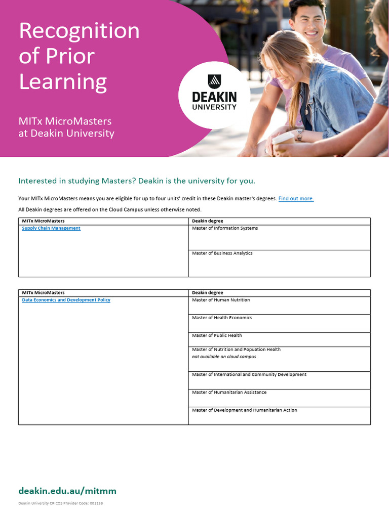 MITx MicroMasters Credit at Deakin University | PDF