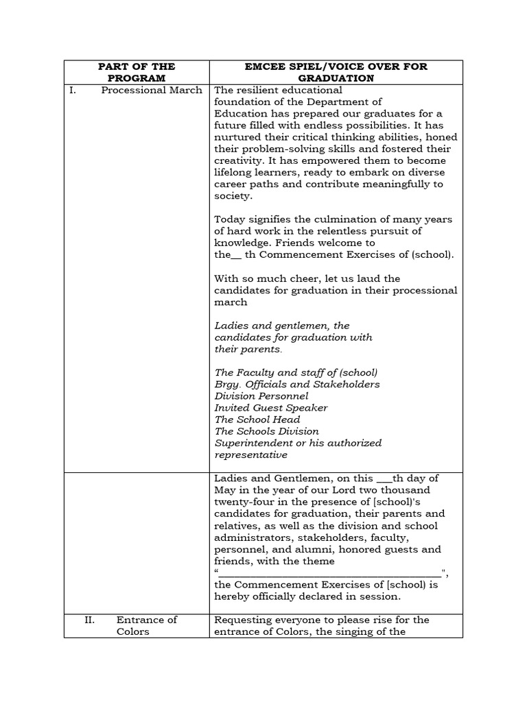 Graduation and Moving Up Ceremony Script | PDF | Glory (Religion)