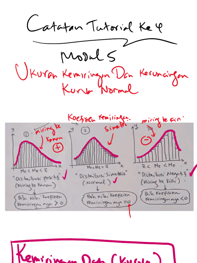 Catatan Tutorial Ke-4 Ukuran Kemiringan, Keruncingan Dan Kurva Normal | PDF