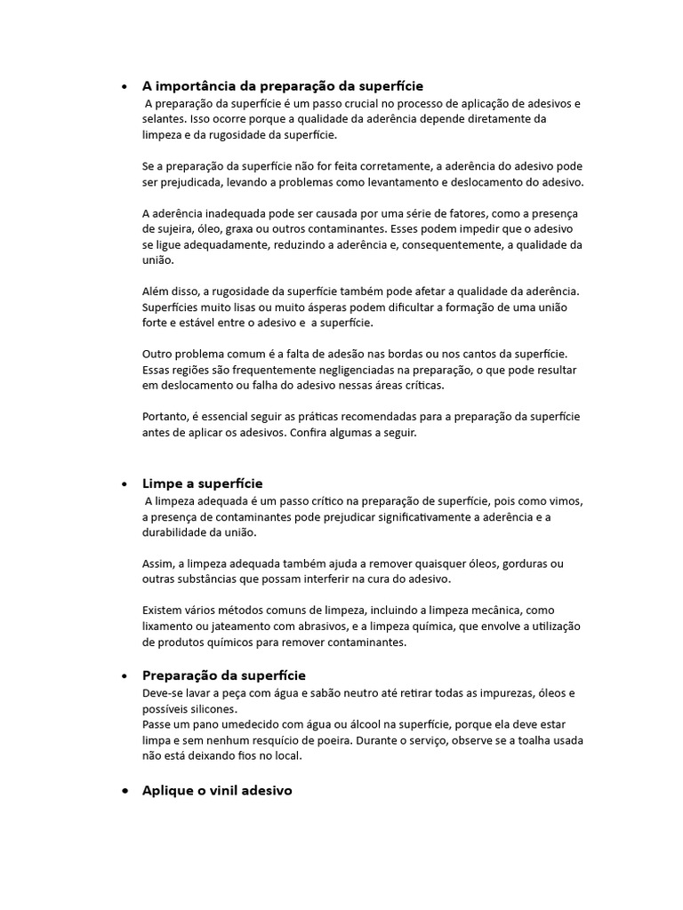 Preparação para Aplicação de Vinil | PDF | Química | Cloreto de ...