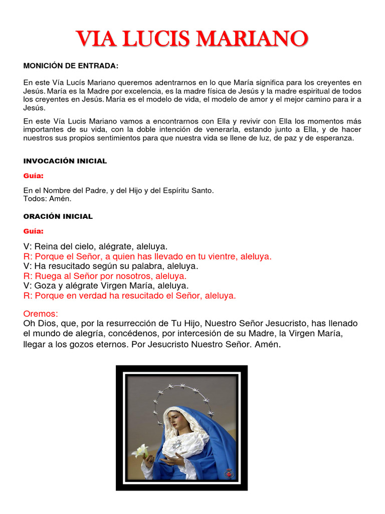 Reflexiones del Vía Lucís Mariano | PDF | María, madre de Jesús | Jesús